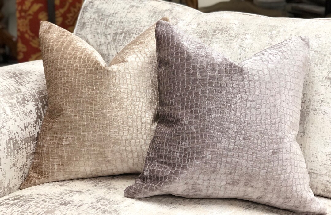 Luxury Croc Cushion Cover - Lilac Purple Velour Pillow Cover - Animal ...