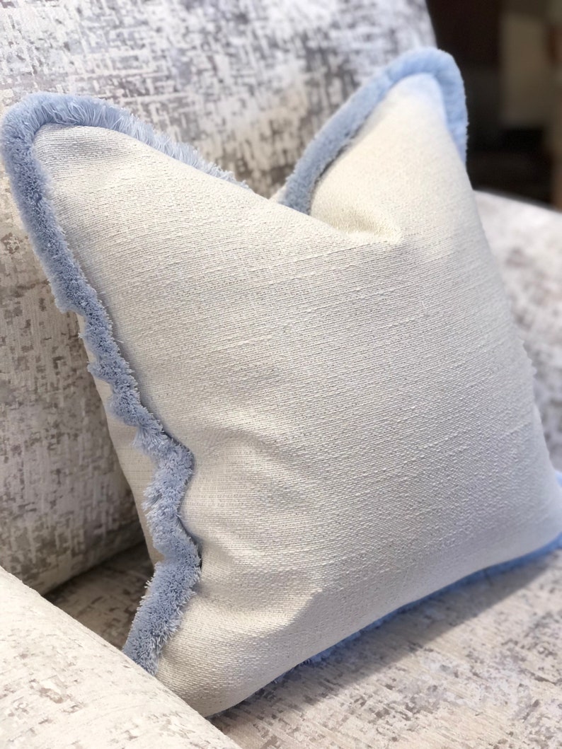 Textured off White/chalk Pillow Cover Black Fringe Modern - Etsy