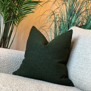 Dark Green Boucle Cushion Cover | Boucle Pillow Cover | Luxury Cushions ...