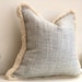 Sea Glass Blue Herringbone Cushion Cover | Luxury Pillows With Fringe ...