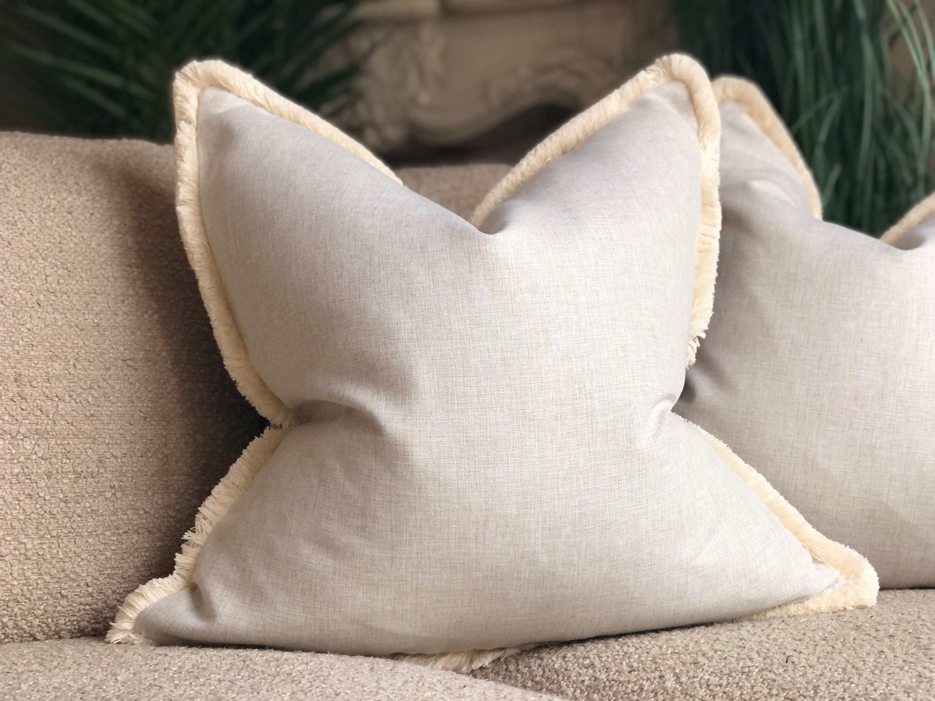 Sea Glass Blue Herringbone Cushion Cover | Luxury Pillows With Fringe ...