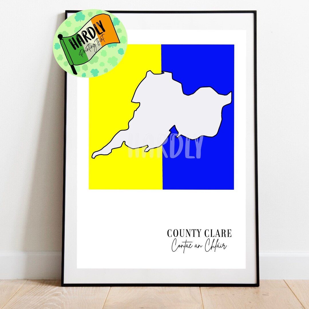 County Clare an Chláir Map Print Minimalist Gift Art Illustration ...