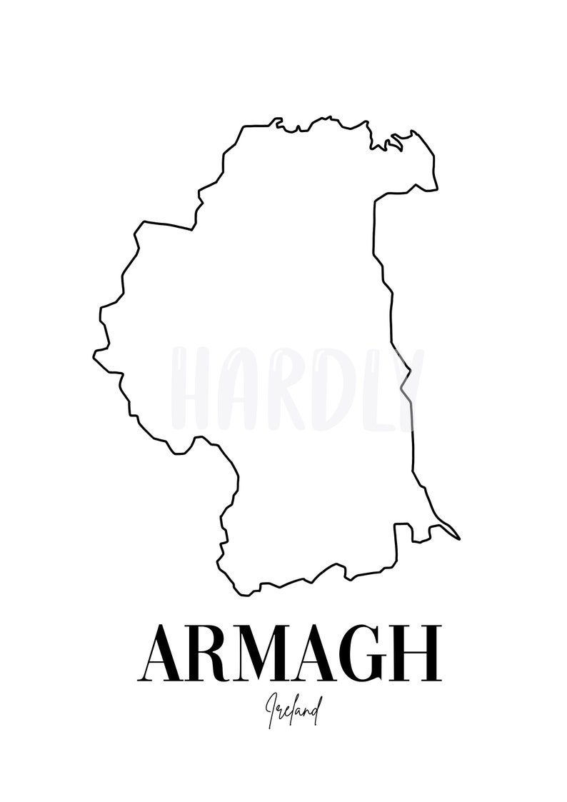 County Armagh Ard Mmhacha Map Print Minimalist Gift Art Illustration ...