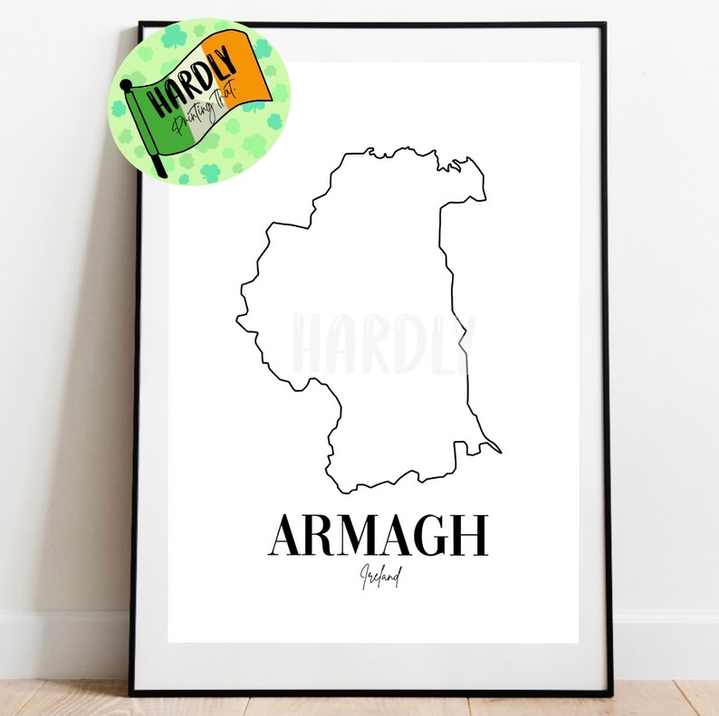 County Armagh Ard Mmhacha Map Print Minimalist Gift Art Illustration ...