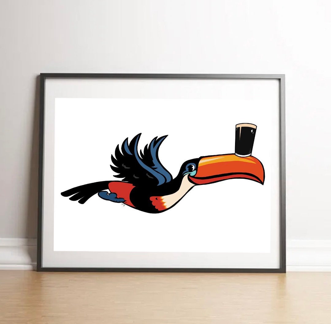 Guinness Toucan Sign Vintage Gift Art Illustration Drawing Sketch Irish ...