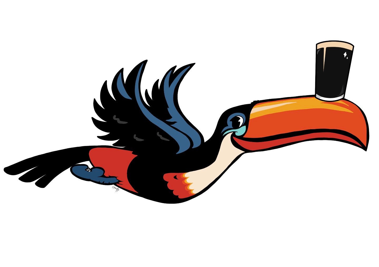 Guinness Toucan Sign Vintage Gift Art Illustration Drawing Sketch Irish ...