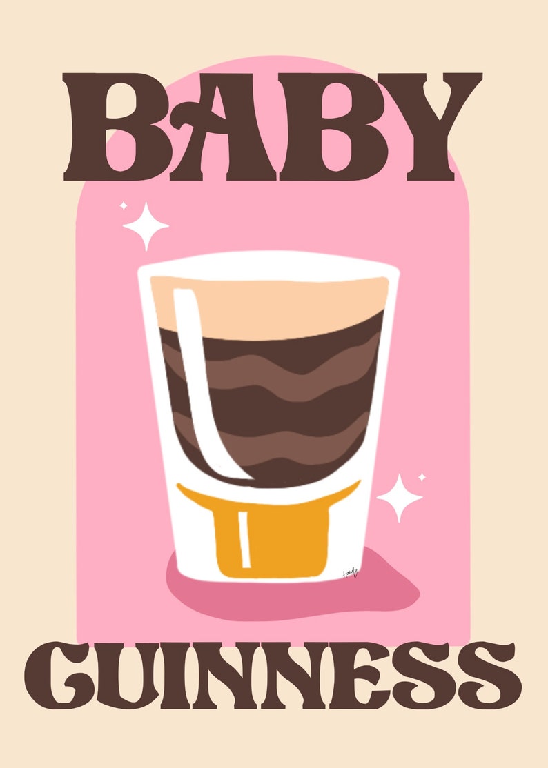 Baby Guinness | Art | Gift | Illustration | Cocktail | Shot | Drawing ...