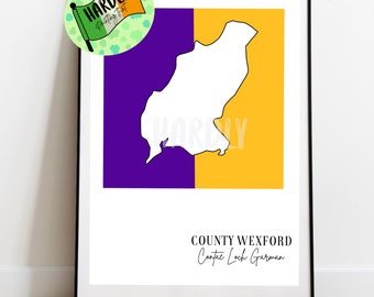 County Wexford Loch Garman Map Print Minimalist Gift Art - Etsy