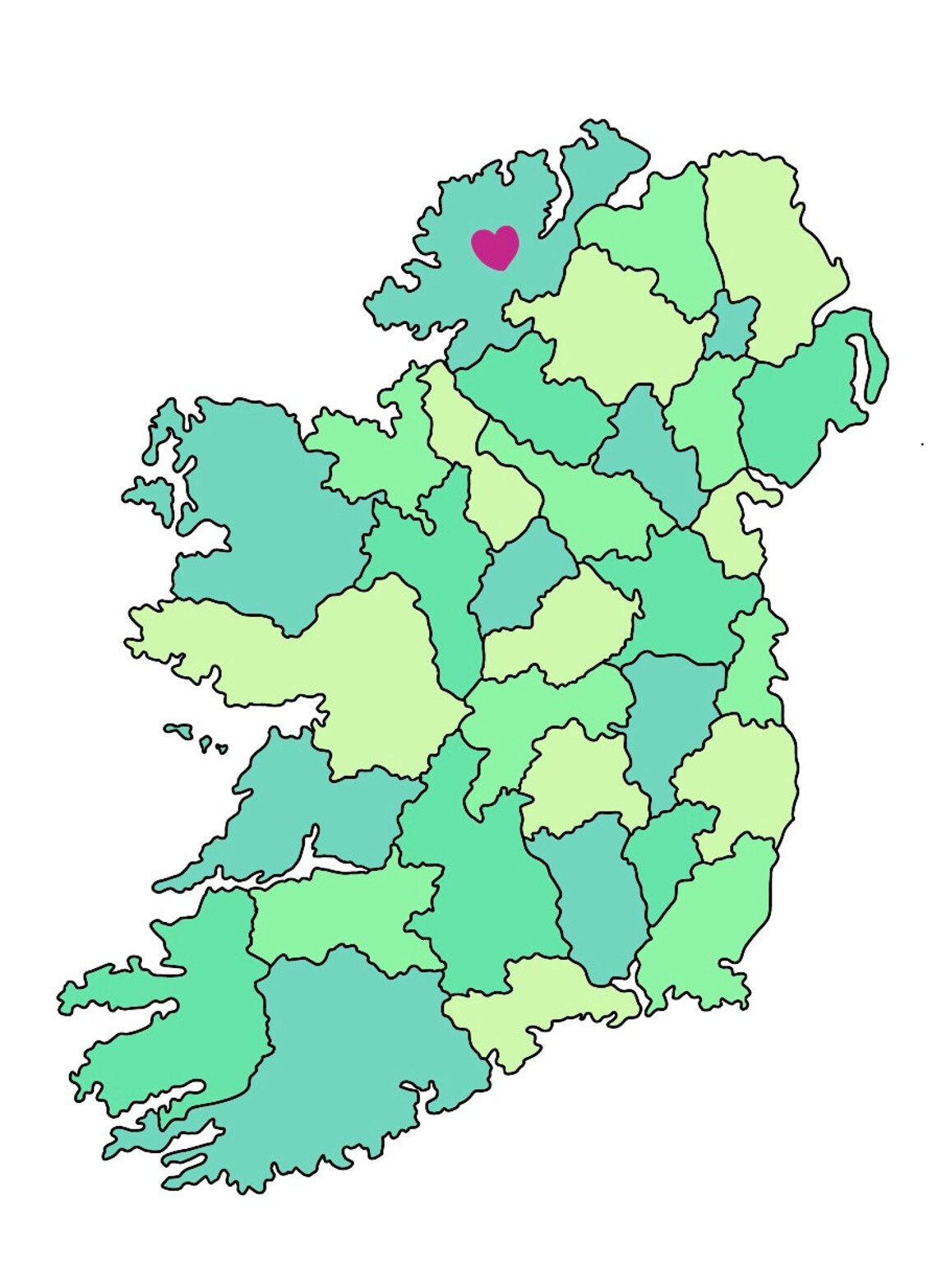 Personalised Map of Ireland Wall Art Drawing Print Art Illustration ...