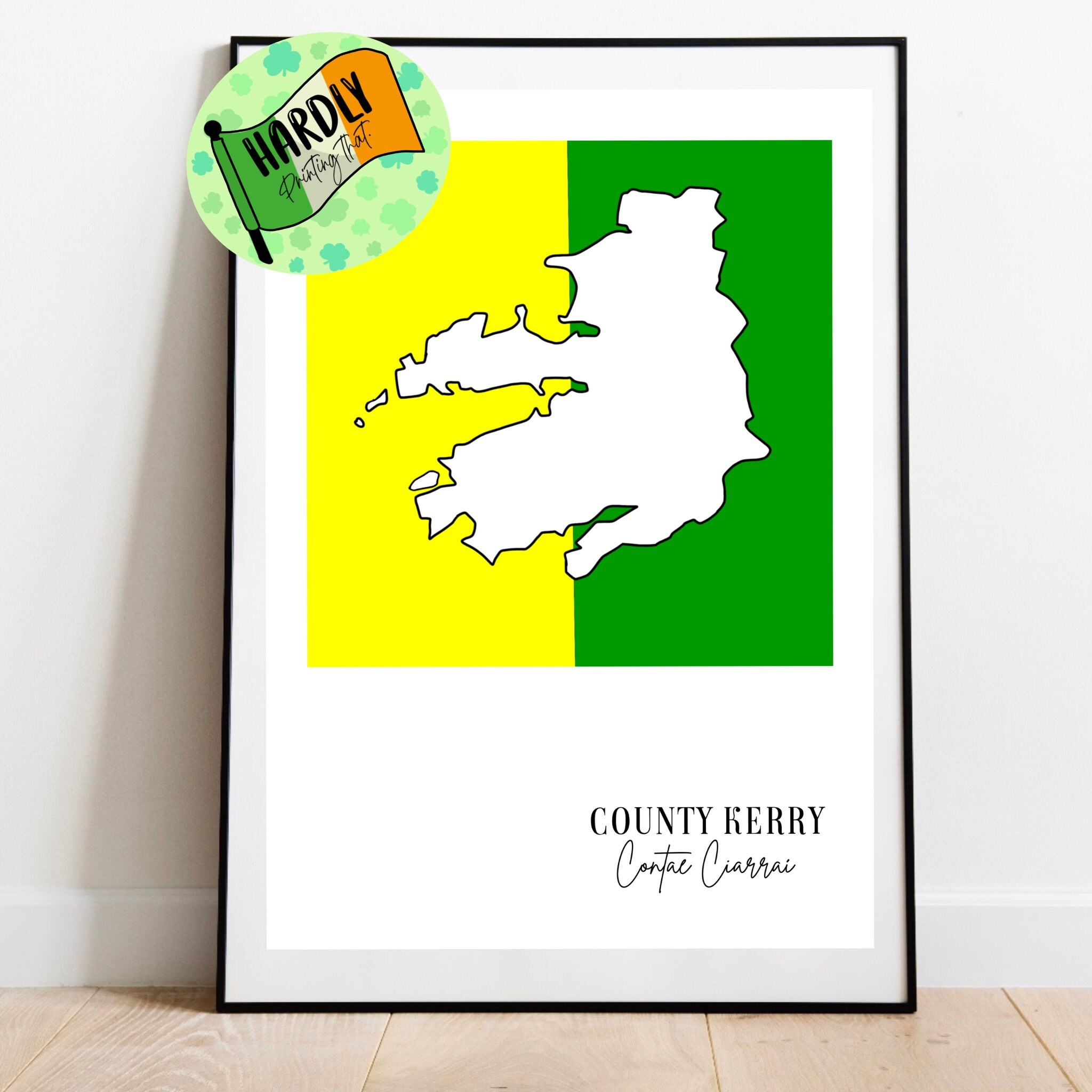 County Kerry Ciarraí Map Print Minimalist Gift Art Illustration Drawing ...