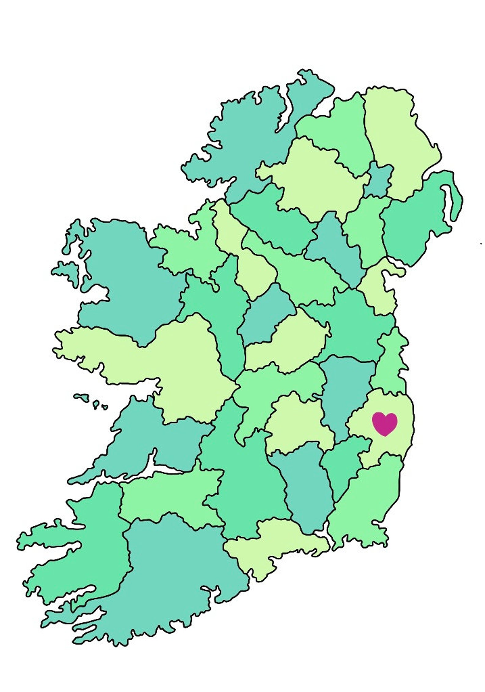 Personalised Map of Ireland Wall Art Drawing Print Art Illustration ...