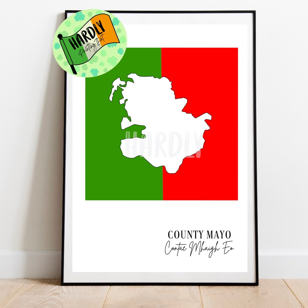County Mayo Mhaigh Eo Map Print Minimalist Gift Art Illustration ...