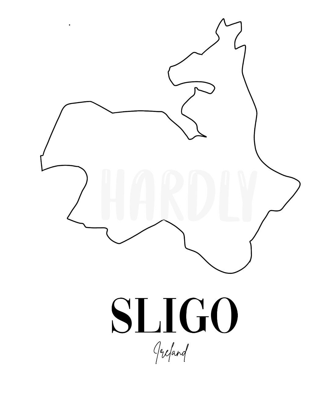 County Sligo Sligeach Map Print Minimalist Gift Art Illustration ...