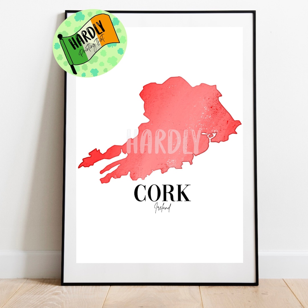 County Cork Corcaigh Map Print Minimalist Gift Art Illustration Drawing ...