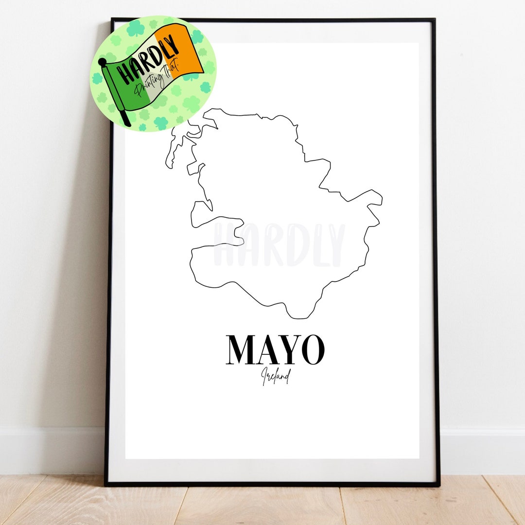 County Mayo Mhaigh Eo Map Print Minimalist Gift Art Illustration ...