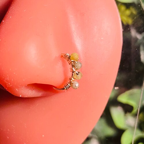 Gold Beaded Nose Ring 24G Gold Filled Nose Piercing Hoop for - Etsy