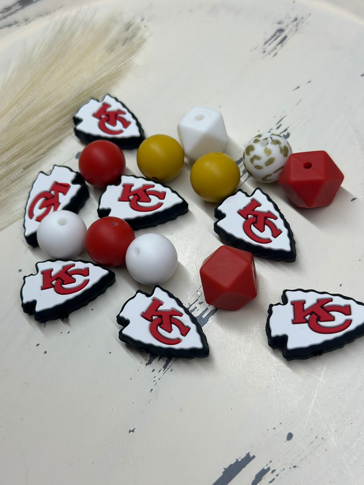 Kc/chiefs/kansas City Silicone Bead Wristlet/keychain - Etsy