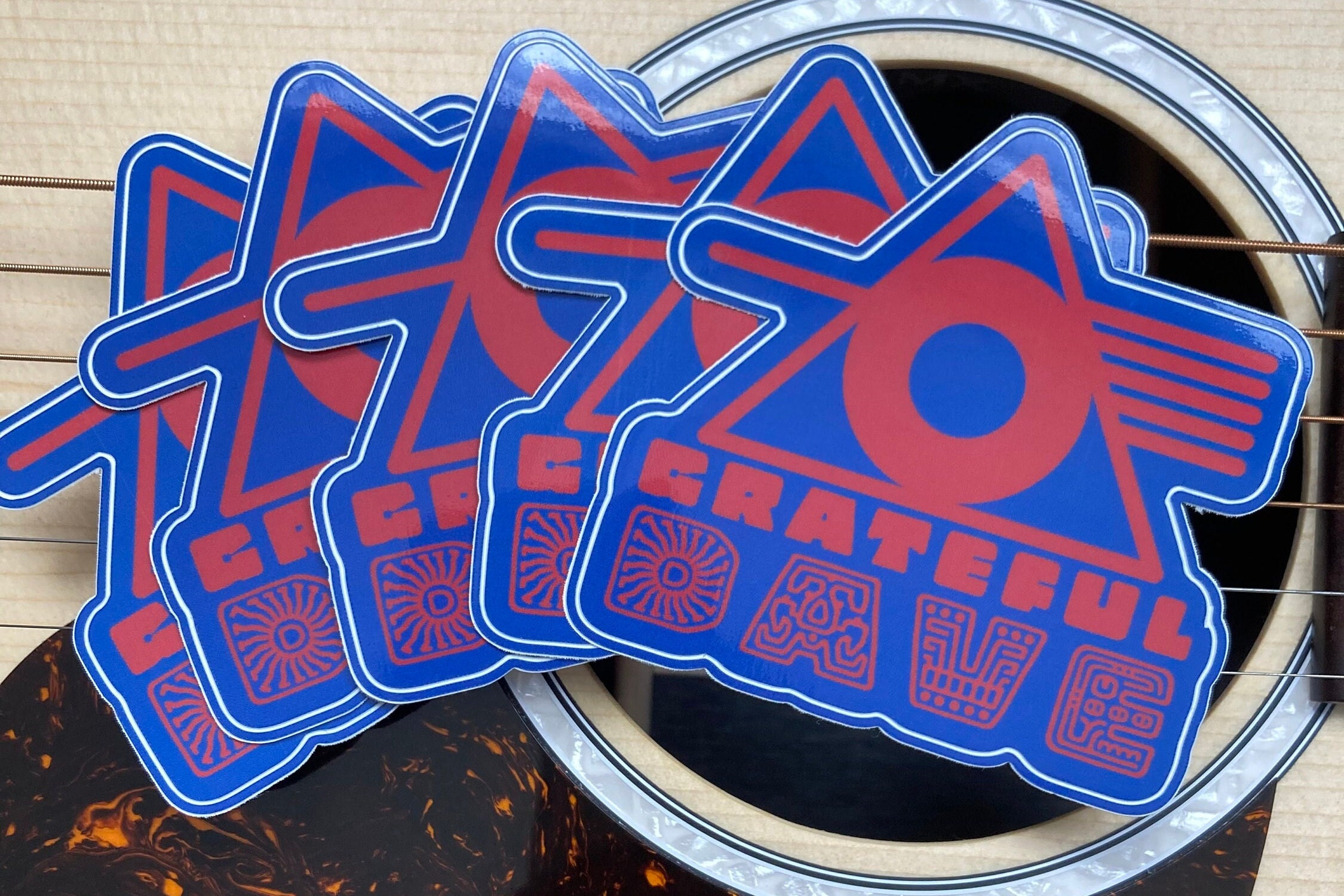 Grateful Dave Five Sticker Pack OG Logo in Blue and Red - Etsy