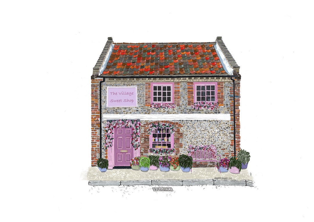 The Pink Sweet Shop 10x Fine Art A6 Blank Inside Greetings Card ...