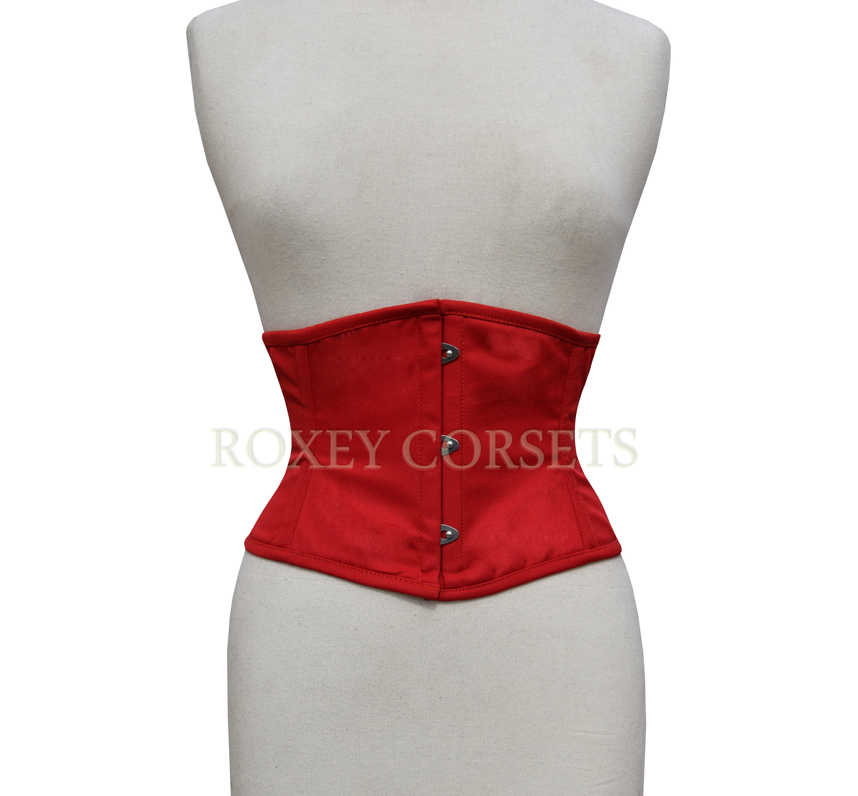 Red Cotton Corset Waspie Corset Steel Boned Corset Women's Underbust ...