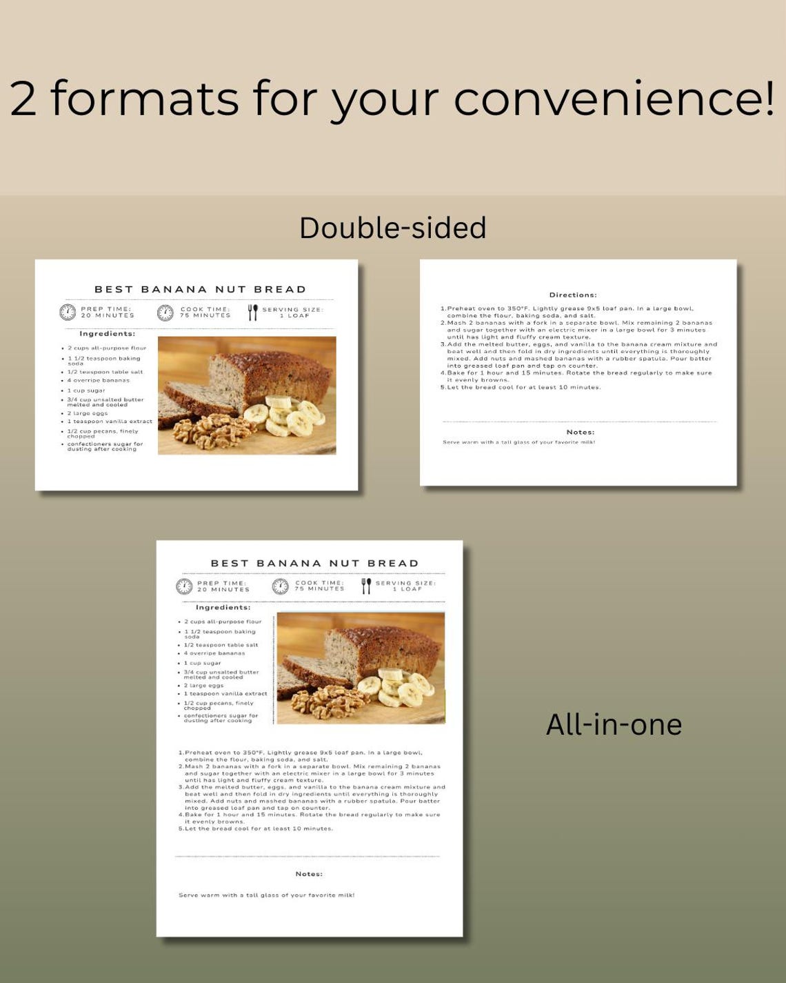Recipe Cards Printable Canva Template Minimalist Printable Recipe ...