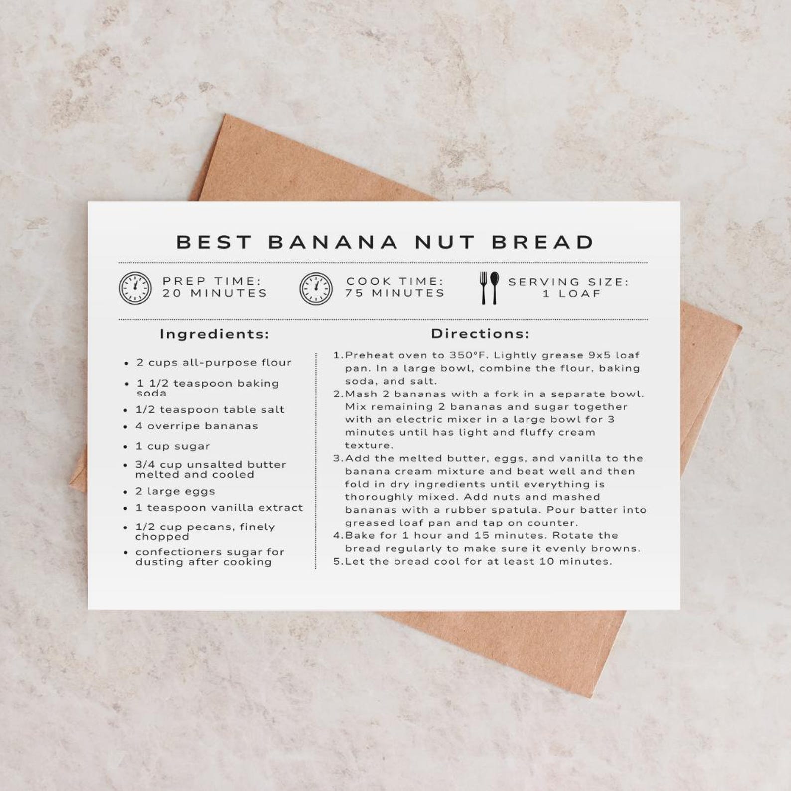 Recipe Cards Printable Canva Template Minimalist Printable Recipe ...