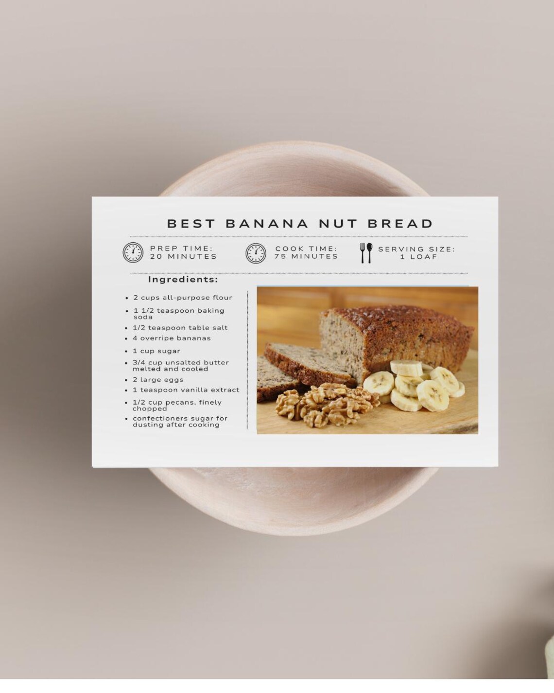 Recipe Cards Printable Canva Template Minimalist Printable Recipe ...