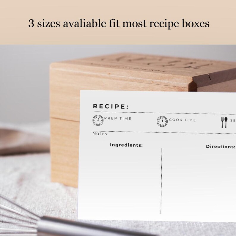 Minimalist Recipe Card Template: Printable Recipe Binder Insert (PDF ...