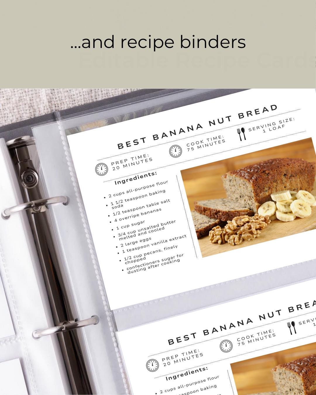 Minimalist Recipe Card Template: Printable Canva Design (digital ...