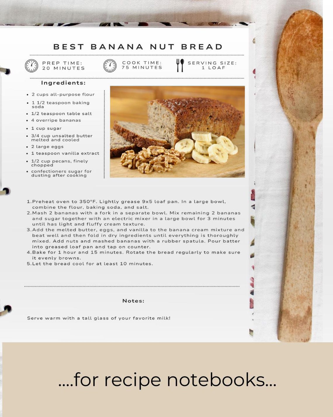 Recipe Cards Printable Canva Template Minimalist Printable Recipe ...