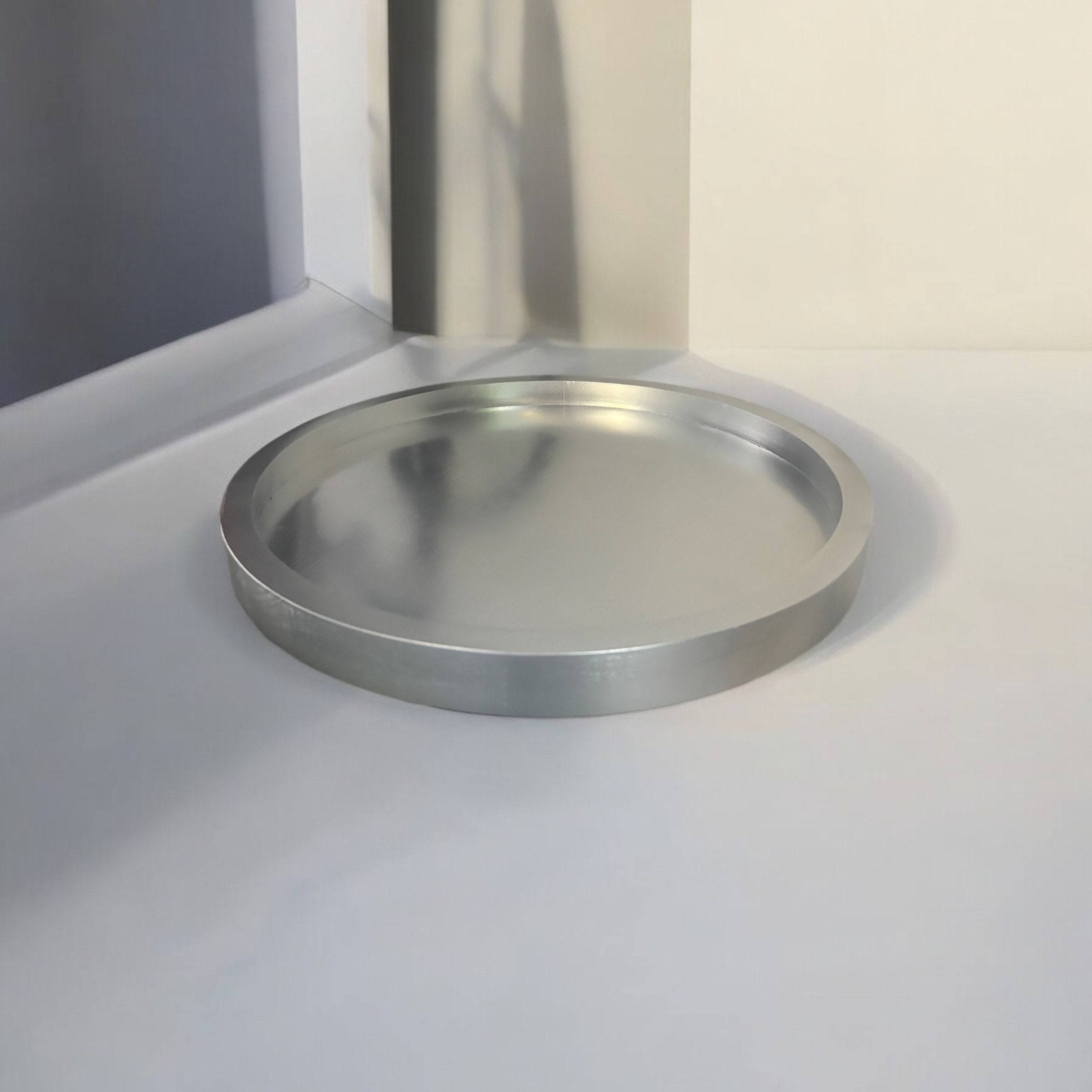 Silver Extra Large Round Ottoman Tray Minimalist Style Black Oversized ...