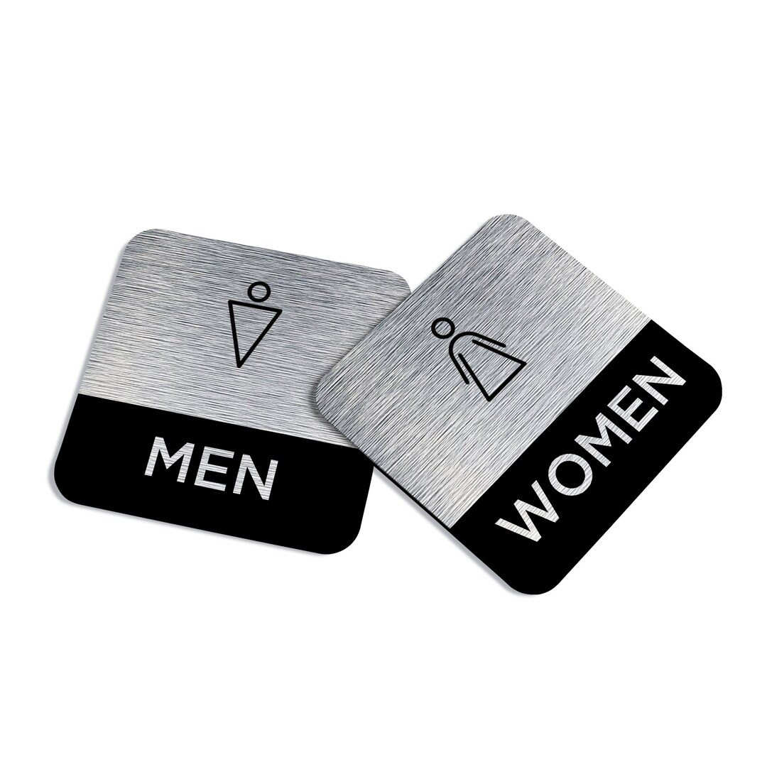 Restroom Door Signs 4x4 Square Directional Door Signage Push Pull ...