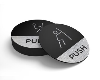 Restroom Door Signs 2x6. Directional Door Signage. Push Pull Entrance ...