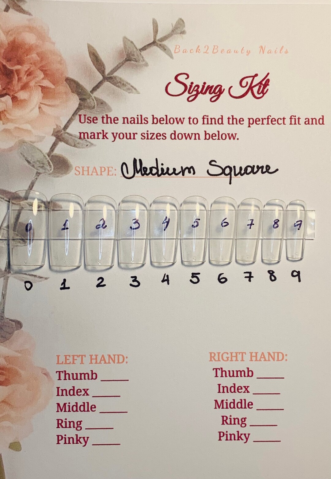 Nail Sizing Kit/press on Nails/ready to Ship - Etsy