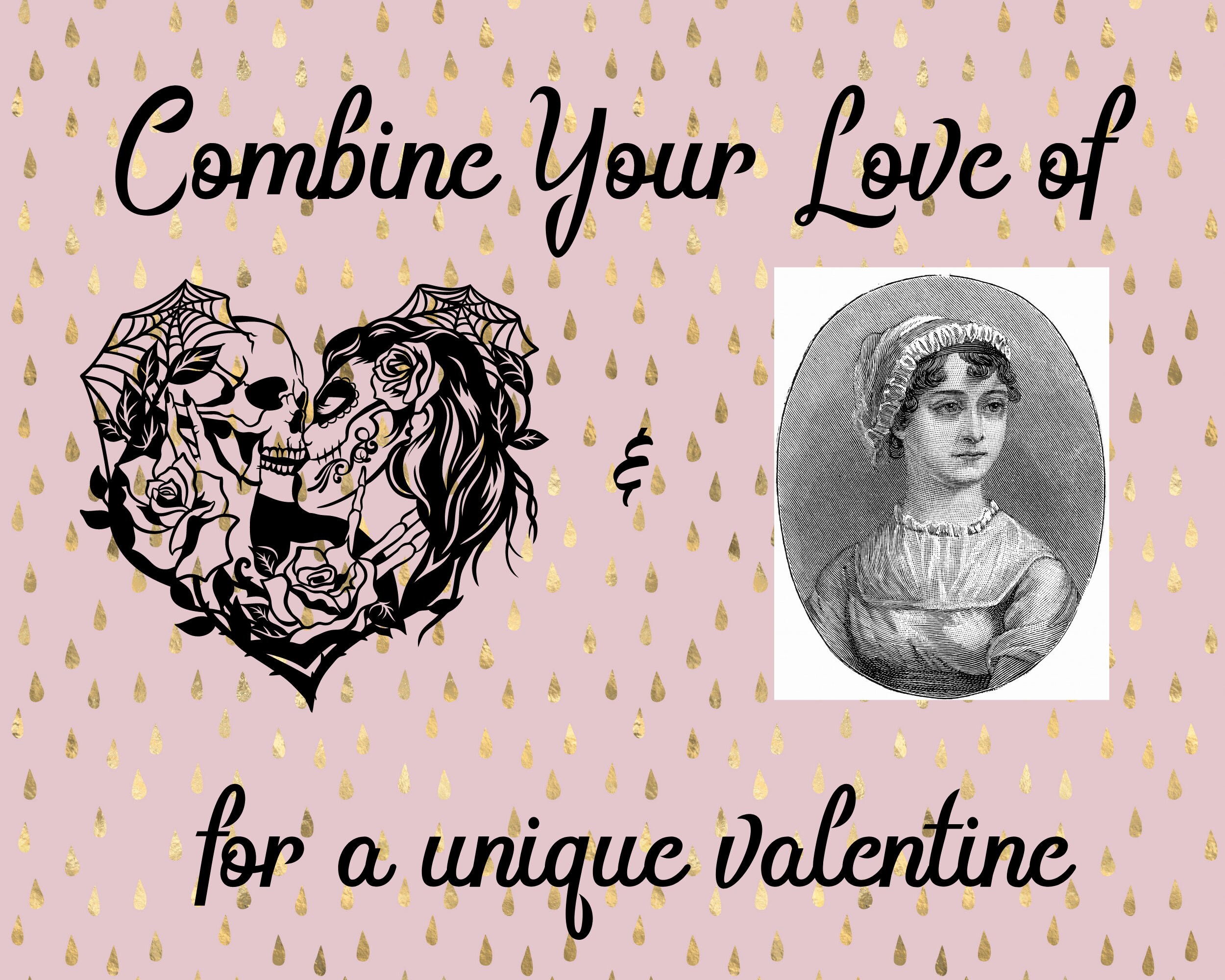 Jane Austen Skeleton Love Valentine | Canva Editable | Unique Skeletal ...