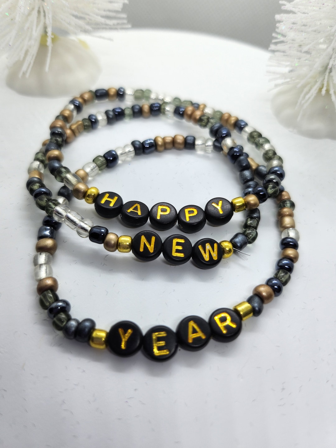 Happy New Year Bracelets Set of 3 Bracelets Christmas - Etsy