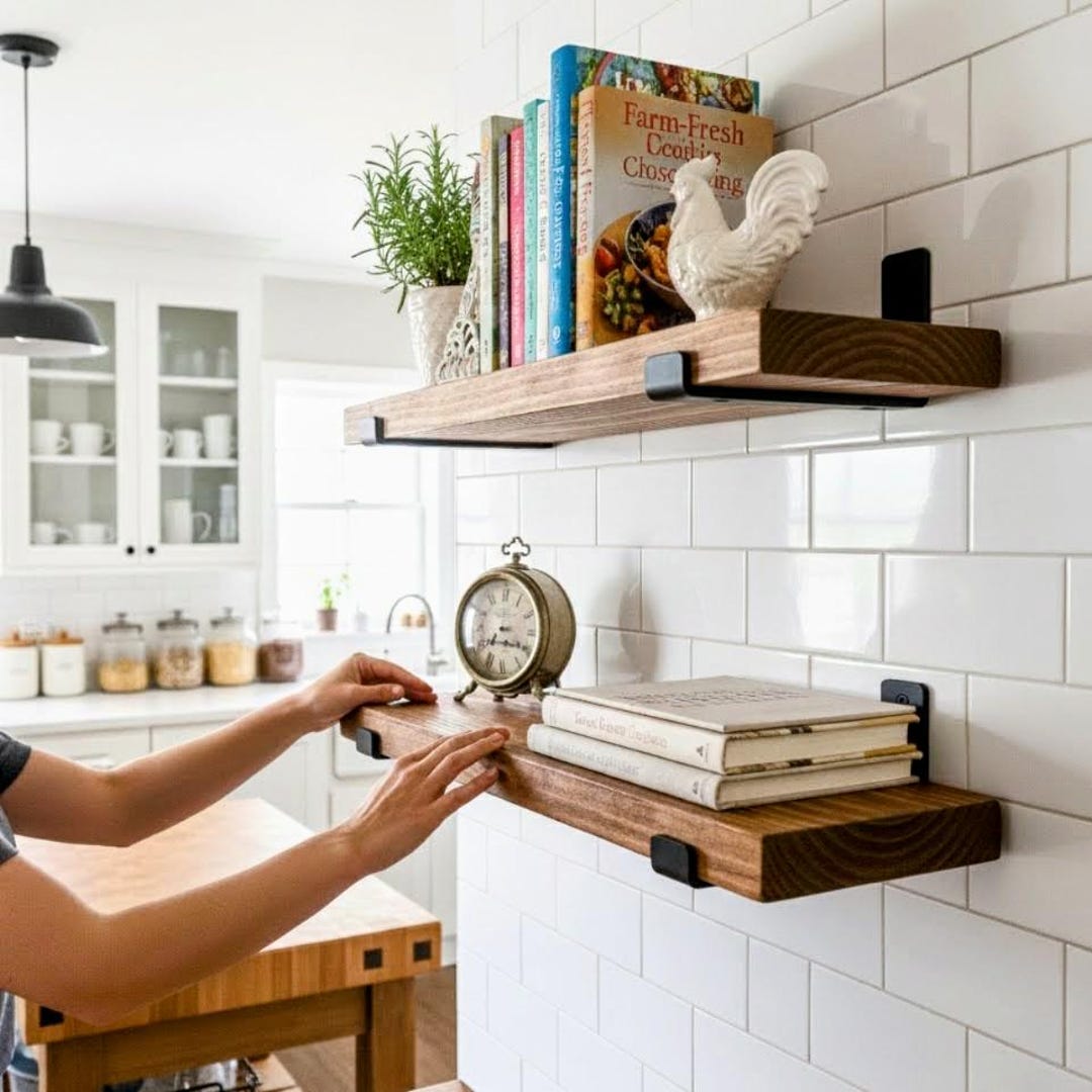 Rustic Wood Bookshelves | Set of 2 Floating Shelves With Industrial ...