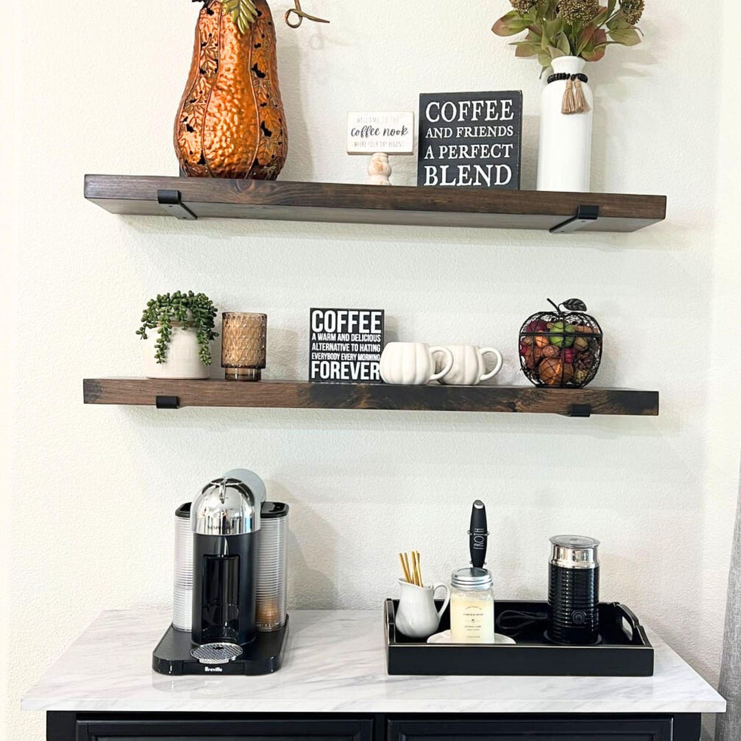 Coffee Bar Shelves, SET OF 2, Espresso Bar Shelving, Coffee Bar ...