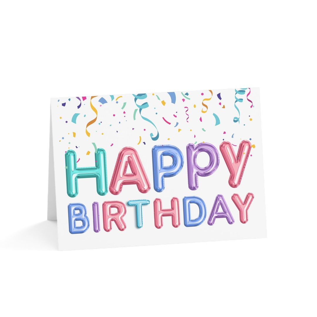 Colorful Birthday Balloon Greeting Cards (1, 10, 30, and 50pcs) - Etsy