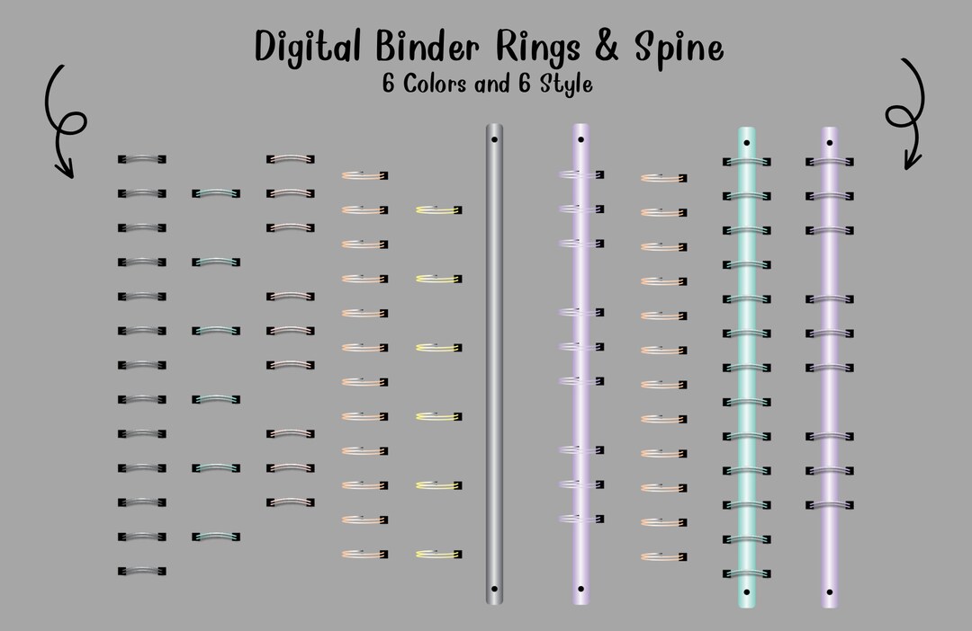 Digital Binder Rings Set 6 Pastel Colors for Planner | Journal ...