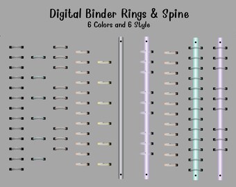 Digital Binder Rings Set 6 Colors for Planner Journal Goodnotes - Etsy