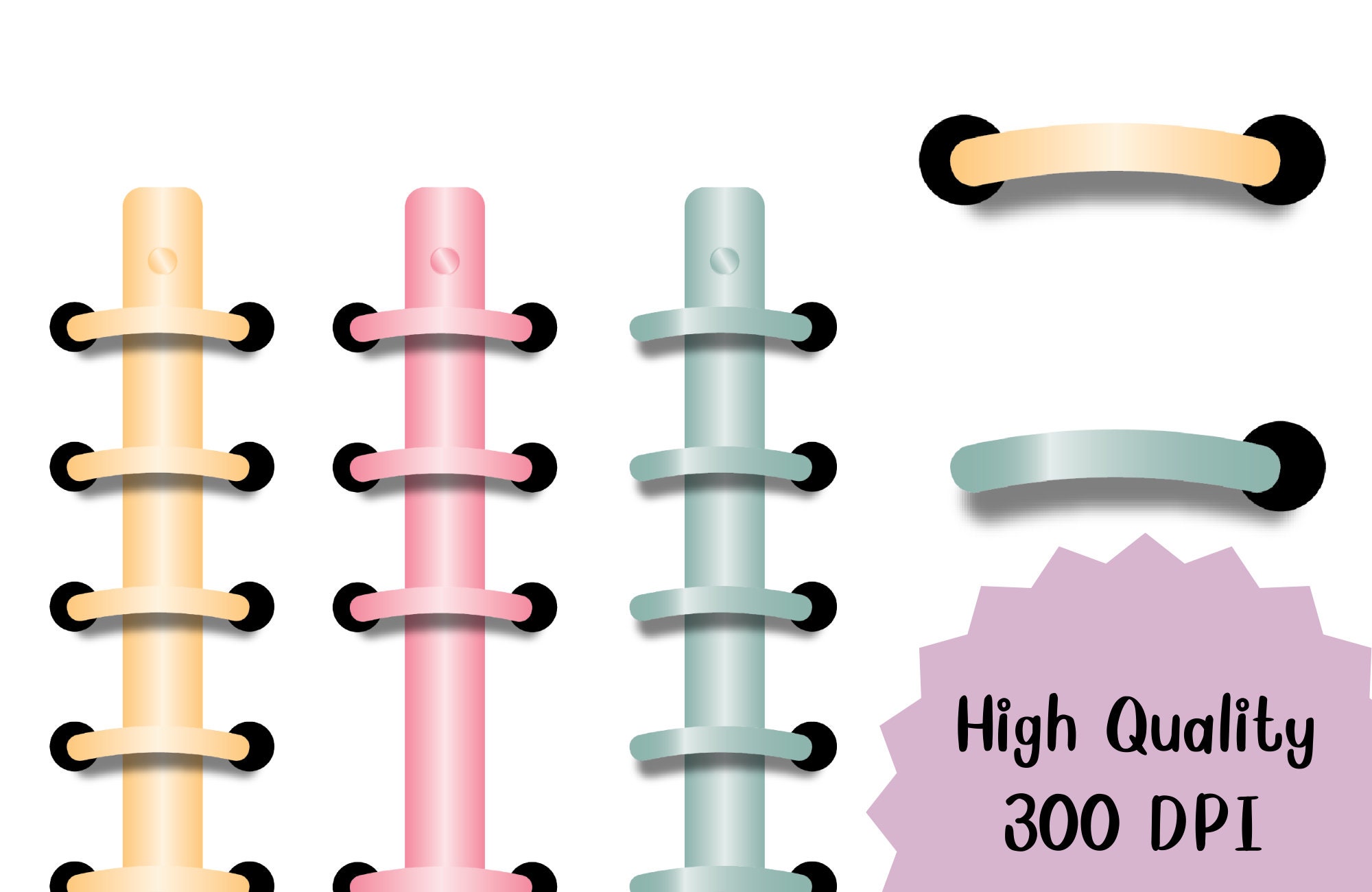 Digital Binder Rings Set 6 Colors for Planner | Journal | Goodnotes - Etsy