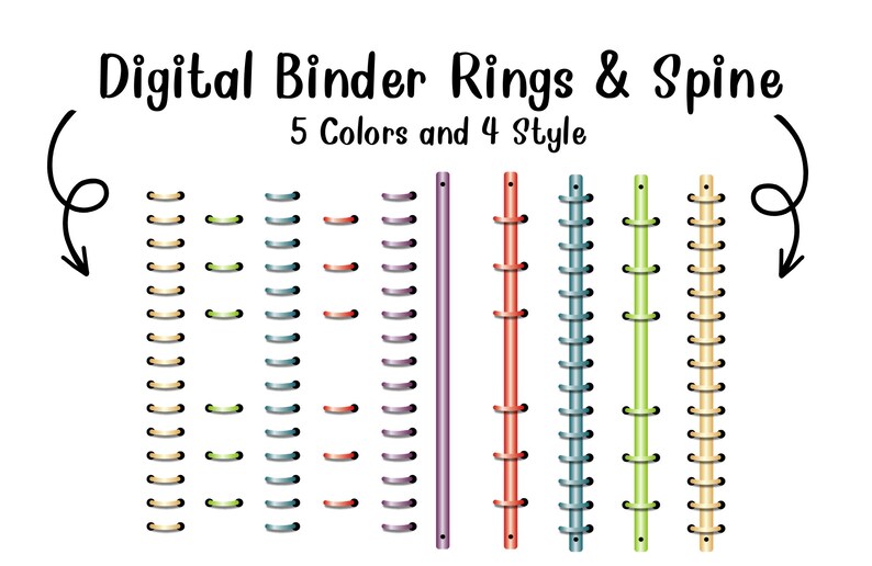 Digital Binder Rings Set 5 Colors for Planner | Journal | Goodnotes - Etsy
