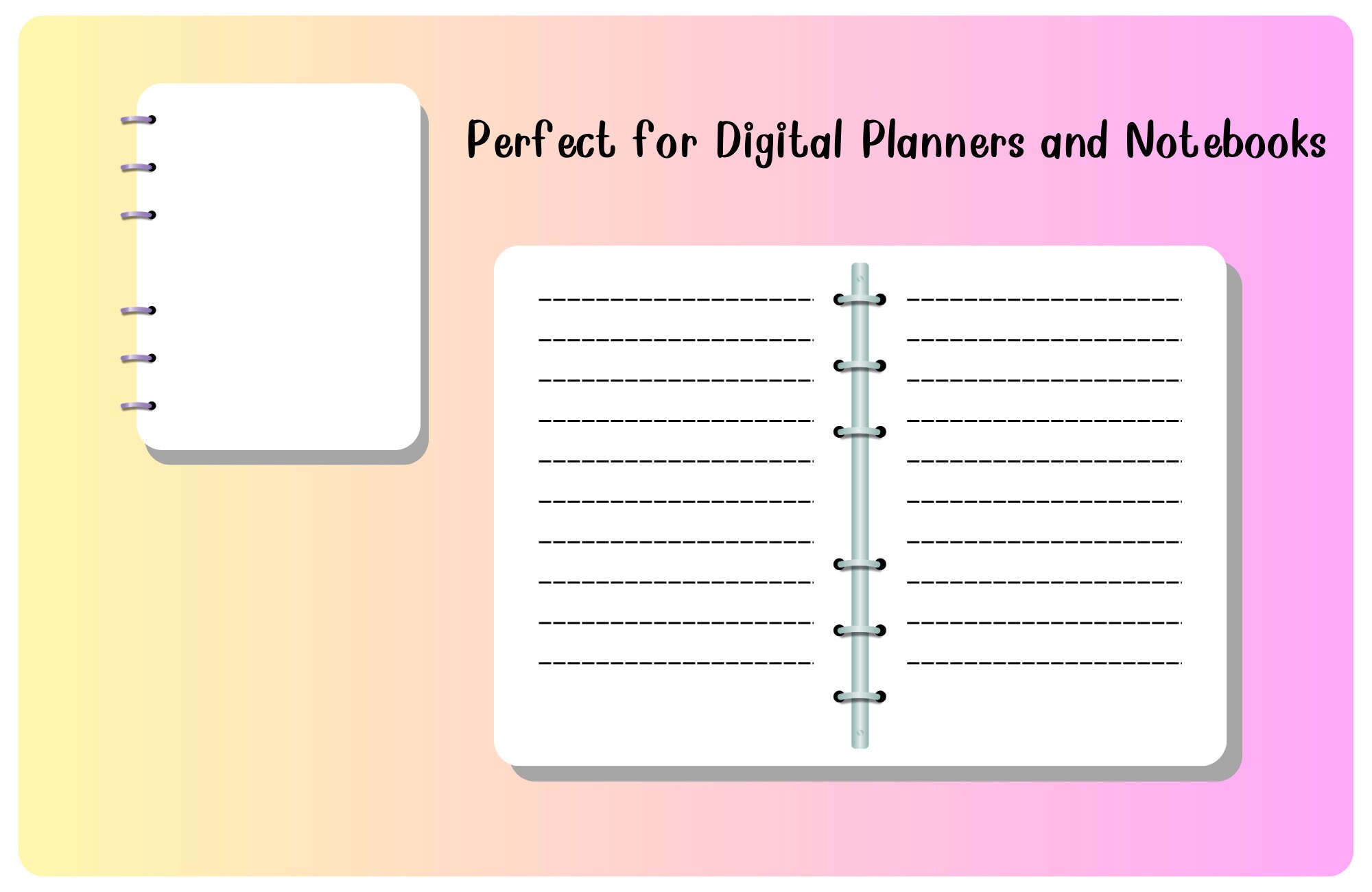 Digital Binder Rings Set 6 Colors for Planner | Journal | Goodnotes - Etsy