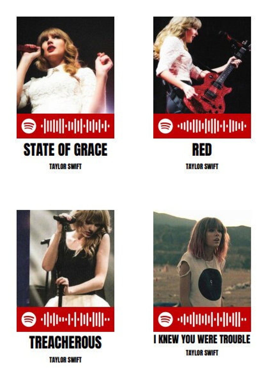 Taylor Swift Red Spotify Prints - Etsy