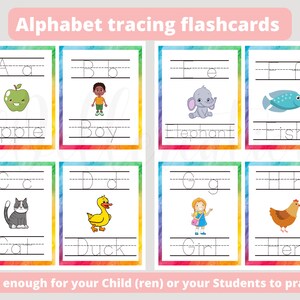 Alphabet Flashcards Handwriting Letter Tracing, ABC Cards, Preschool ...