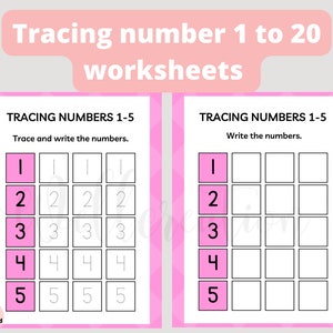 Number Tracing Practice Sheet 1 to 20,printable Worksheets, Trace and ...