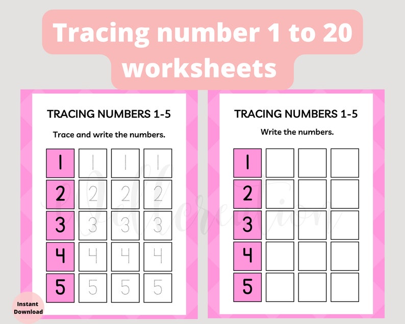 Number Tracing Practice Sheet 1 to 20,printable Worksheets, Trace and ...
