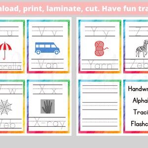 Alphabet Flashcards Handwriting Letter Tracing, ABC Cards, Preschool ...