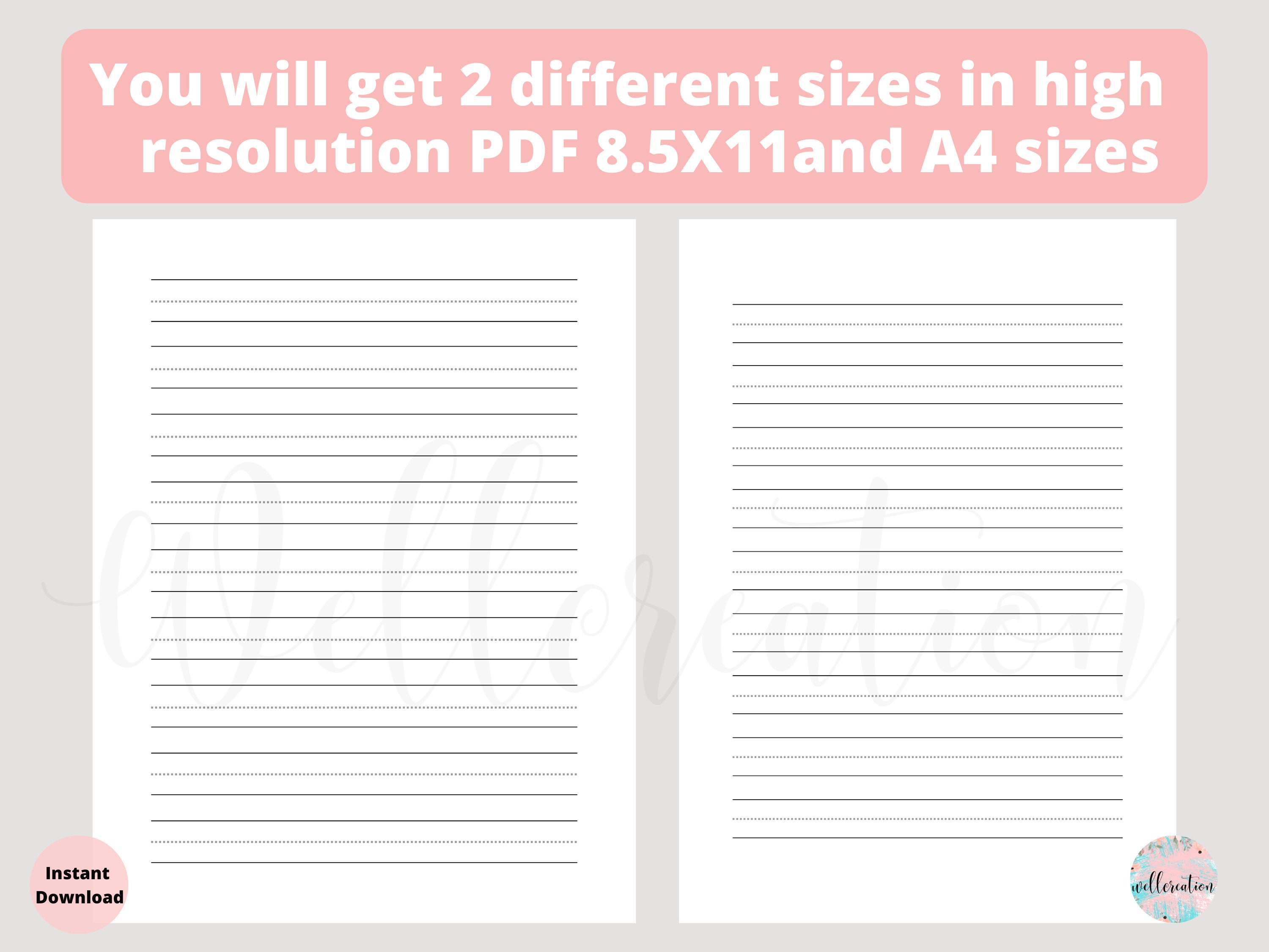 100 Blank Pages Handwriting Practice Paper With Dotted Lines ...